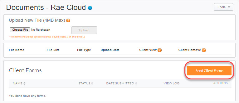 How do I send a client form without having to book a service?