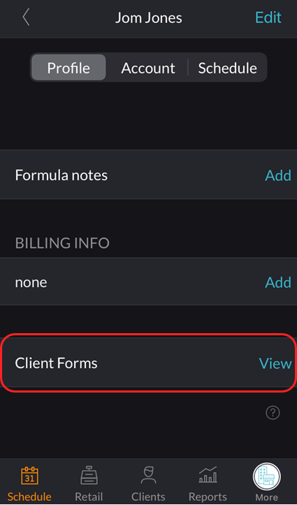 Clients forms (Business app)
