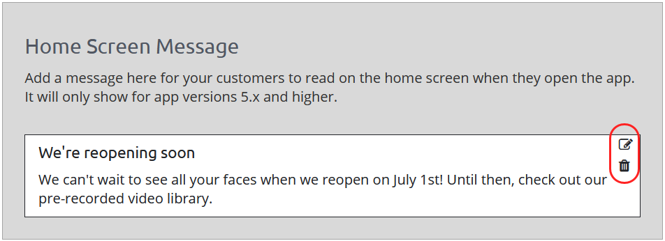 Adding custom messages to the Home screen - branded mobile app