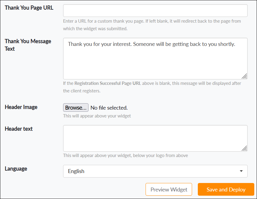 Prospect widget setup and options - branded web tools