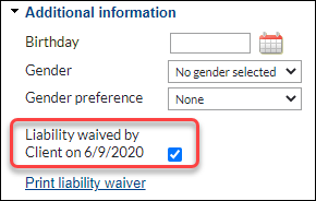 How do I have a client agree to a new liability waiver?