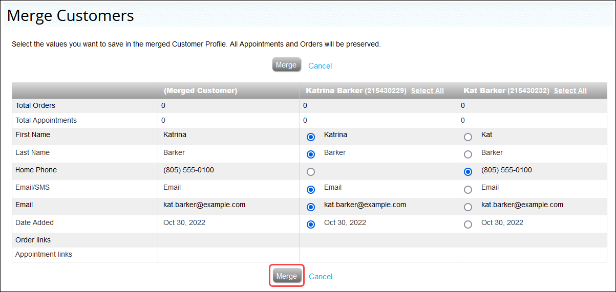 How to merge duplicate customers - Booker