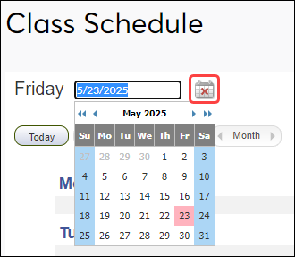 Class schedule overview