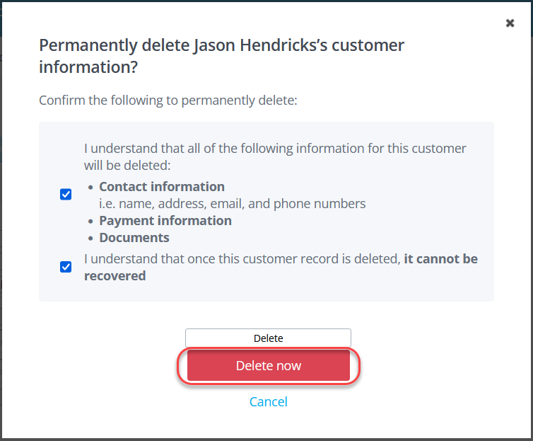 How do I delete a customer? - Booker