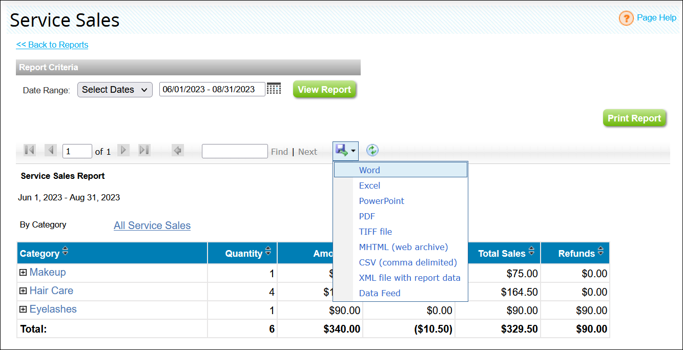 How to print and export reports - Booker