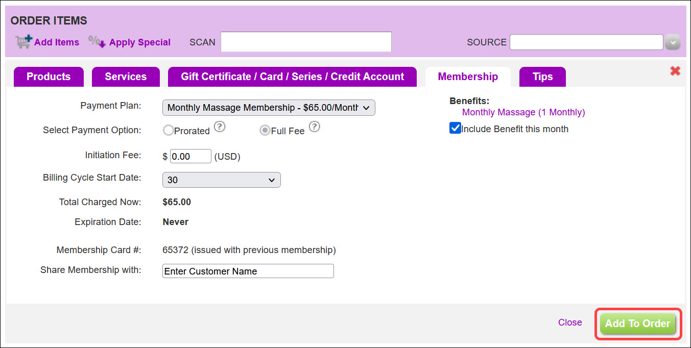 How to sell and apply a membership at the same time (Version 1 Accounts ...