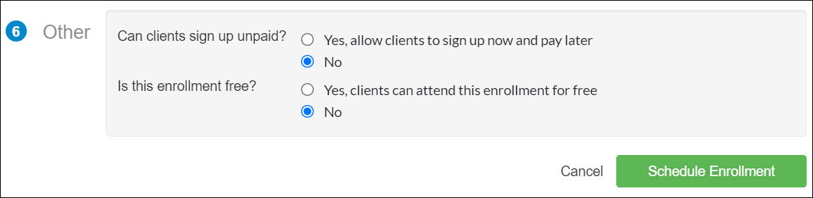 Set up and schedule enrollment courses