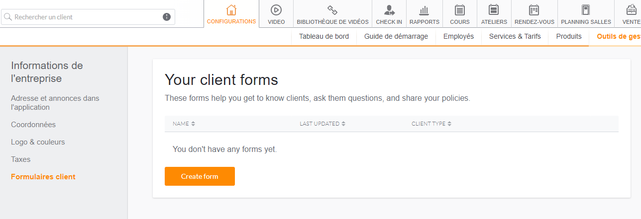 Formulaires clients – vue d’ensemble