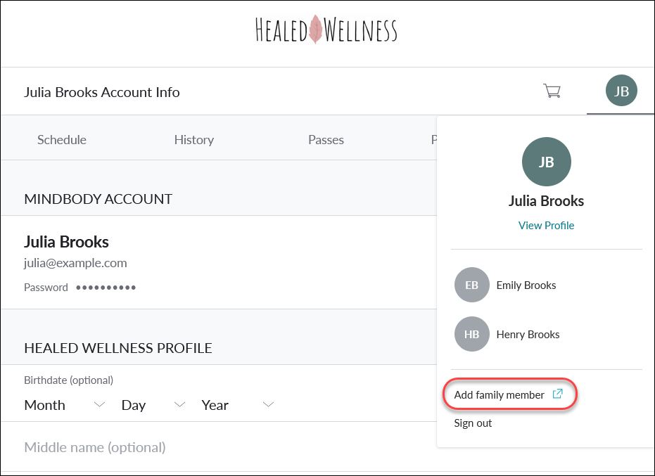 How to add family members to a Mindbody account (Family Accounts)