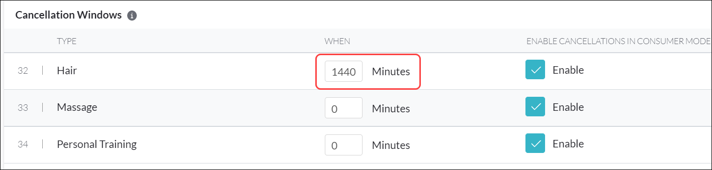 How do I set up cancellation windows?