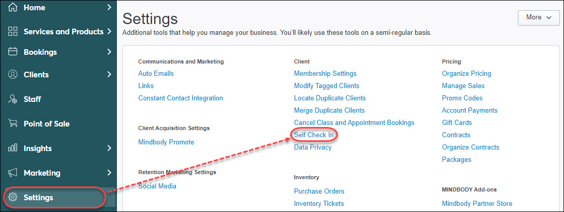 Self Check In screen (Self Sign In)
