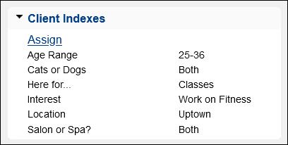 Client Info screen - overview