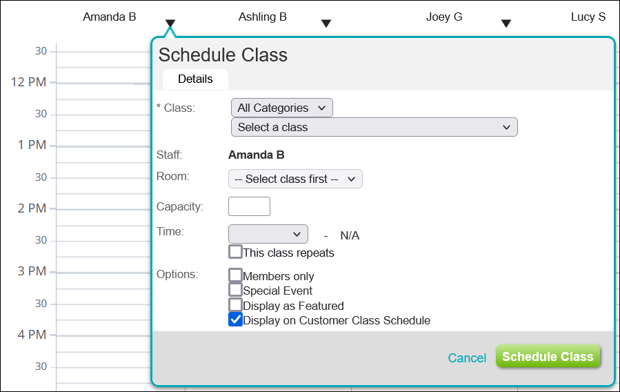 How do I schedule a class? - Booker
