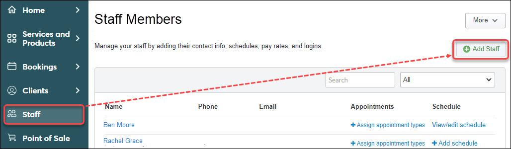 Adding staff and managing login credentials (New Mindbody Experience)