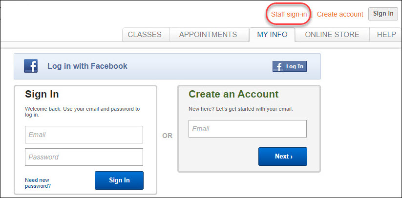 How do staff members reset their own passwords (New Mindbody Experience)