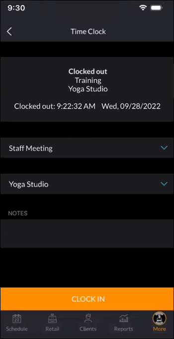 How to clock in and clock out using the Time Clock feature (Business App)