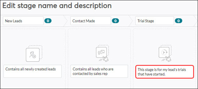 Customizing stage names and descriptions (Sales Pipeline)