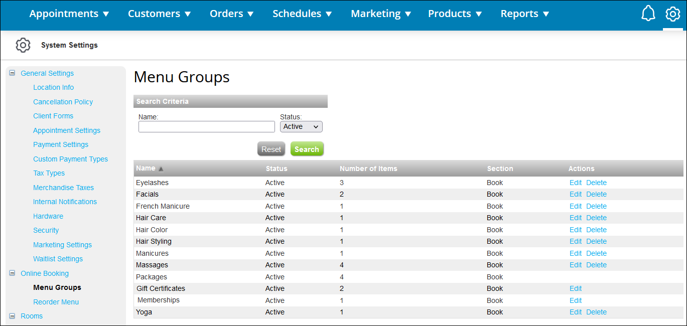 Managing your online booking menu - Booker