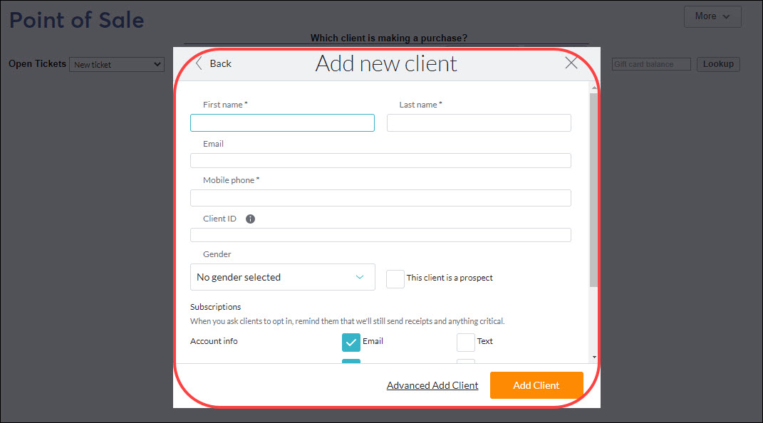 Adding Clients (New Mindbody Experience)