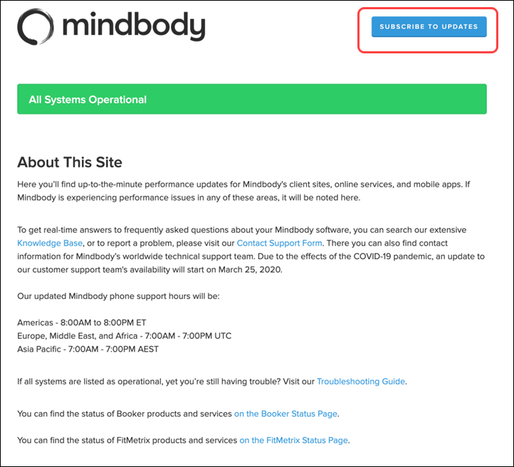 New and improved Mindbody and Booker notification status pages FAQ