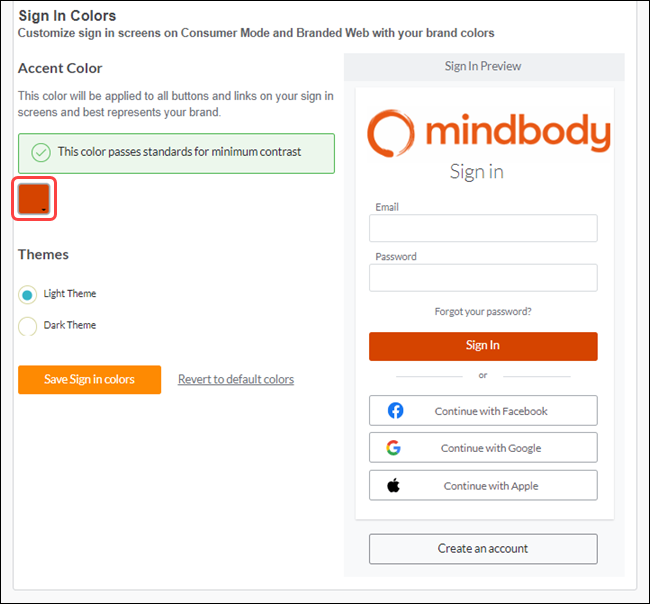 Customizing your sign-in colors
