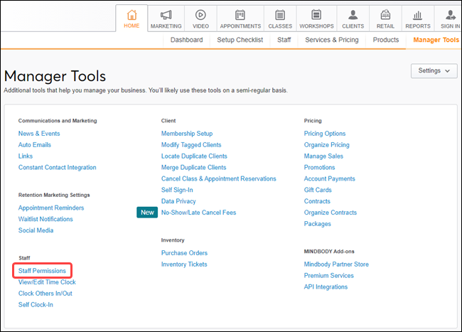 Staff Permissions - Manager Tools