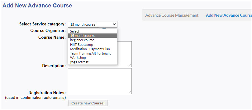 Advance Course management