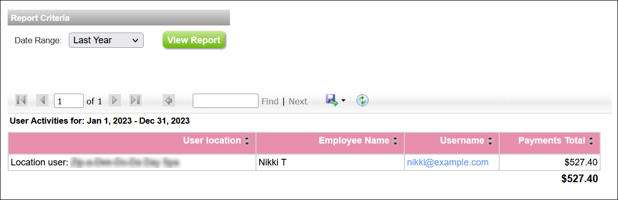 Orders By Login report - Booker