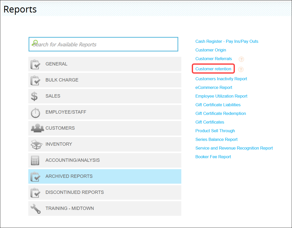 Customer Retention report - Booker