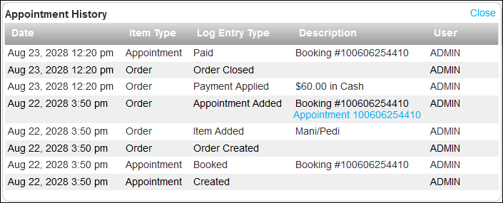 How do I view an appointment's history? - Booker