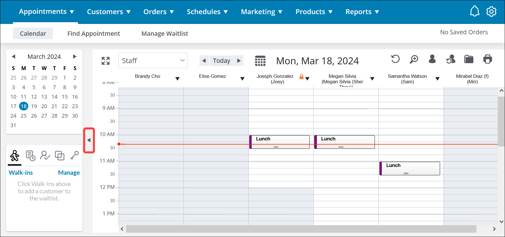 How to hide the calendar sidebar - Booker