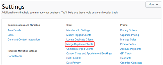 Merge Duplicate Clients tool