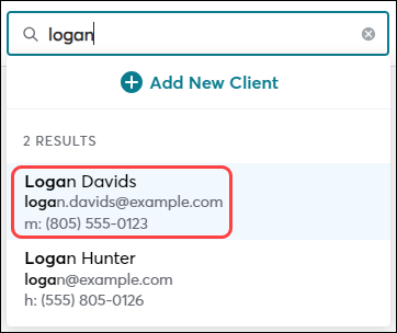 Client Visits screen
