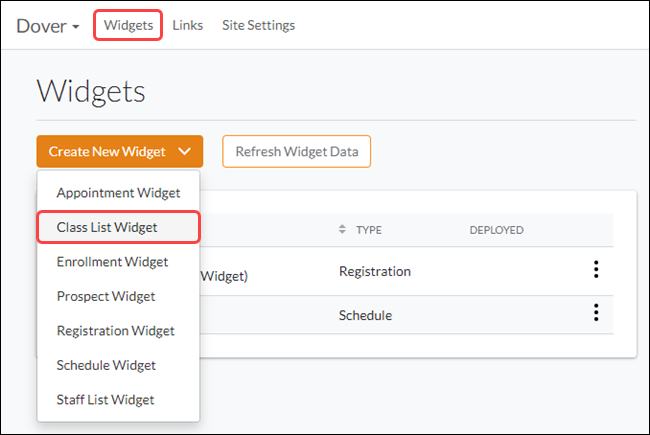 Class List widget setup and options - branded web tools