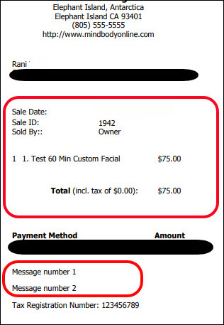 How to print a custom note or message on a receipt