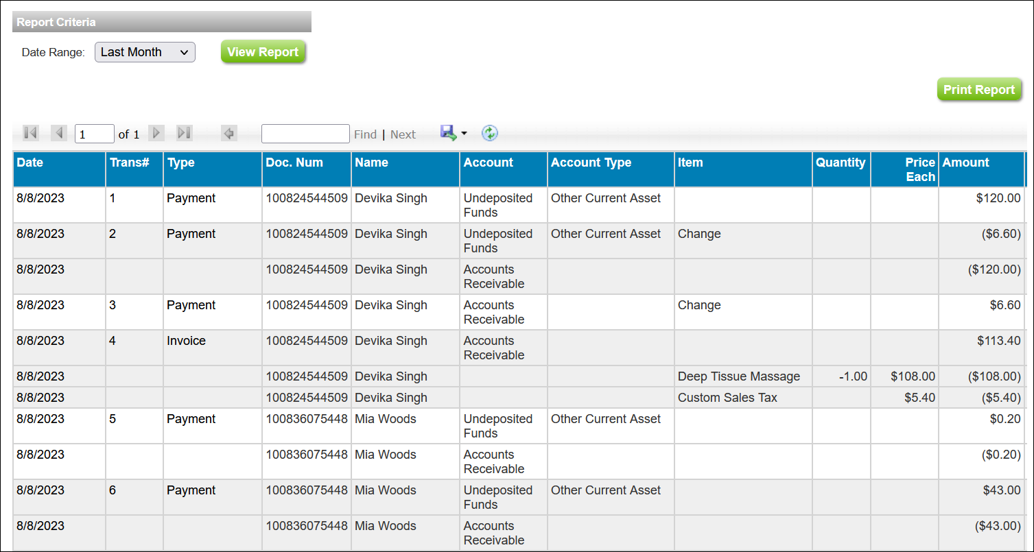 Quickbooks (Cash Accounting) report - Booker