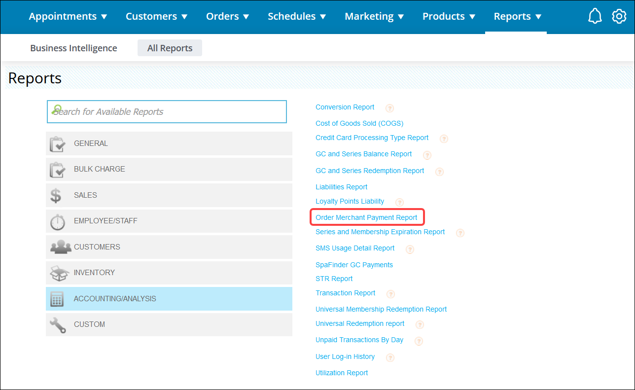 Order Merchant Payment report - Booker