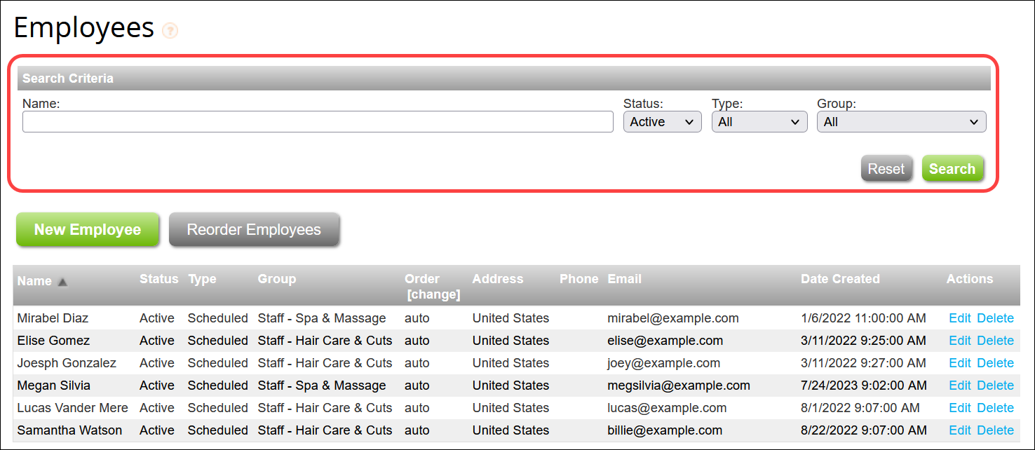 Employees overview - Booker