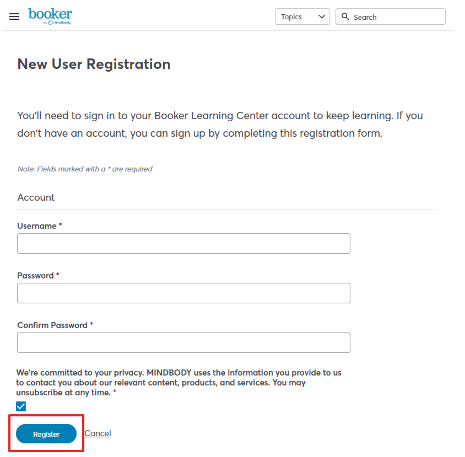 How to log in to the Booker Learning Center