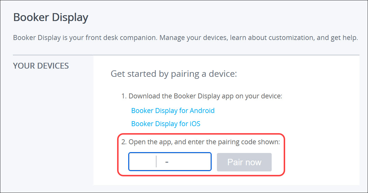 How to set up the Booker Display app (Version 2 Accounts)