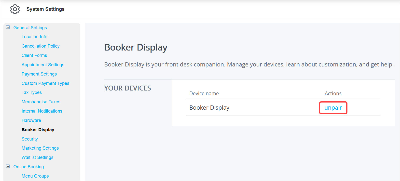 How to set up the Booker Display app (Version 2 Accounts)