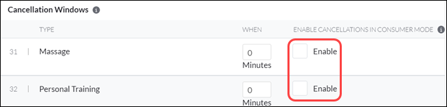 How to set up cancellation windows