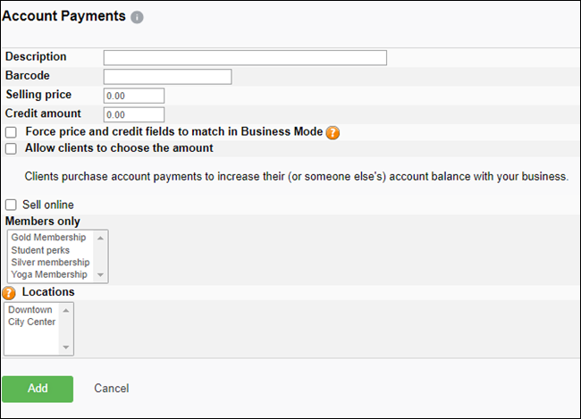 How to sell and give account credit to a client