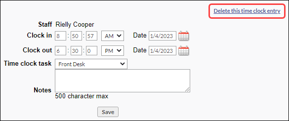How to manage time clock entries (add, edit, delete)