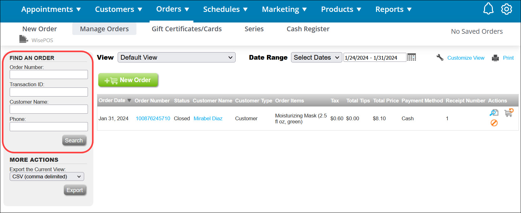 How to find an order - Booker