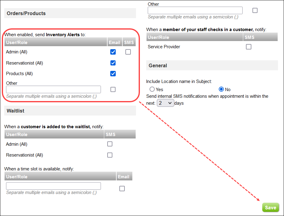 Product Inventory alerts - Booker