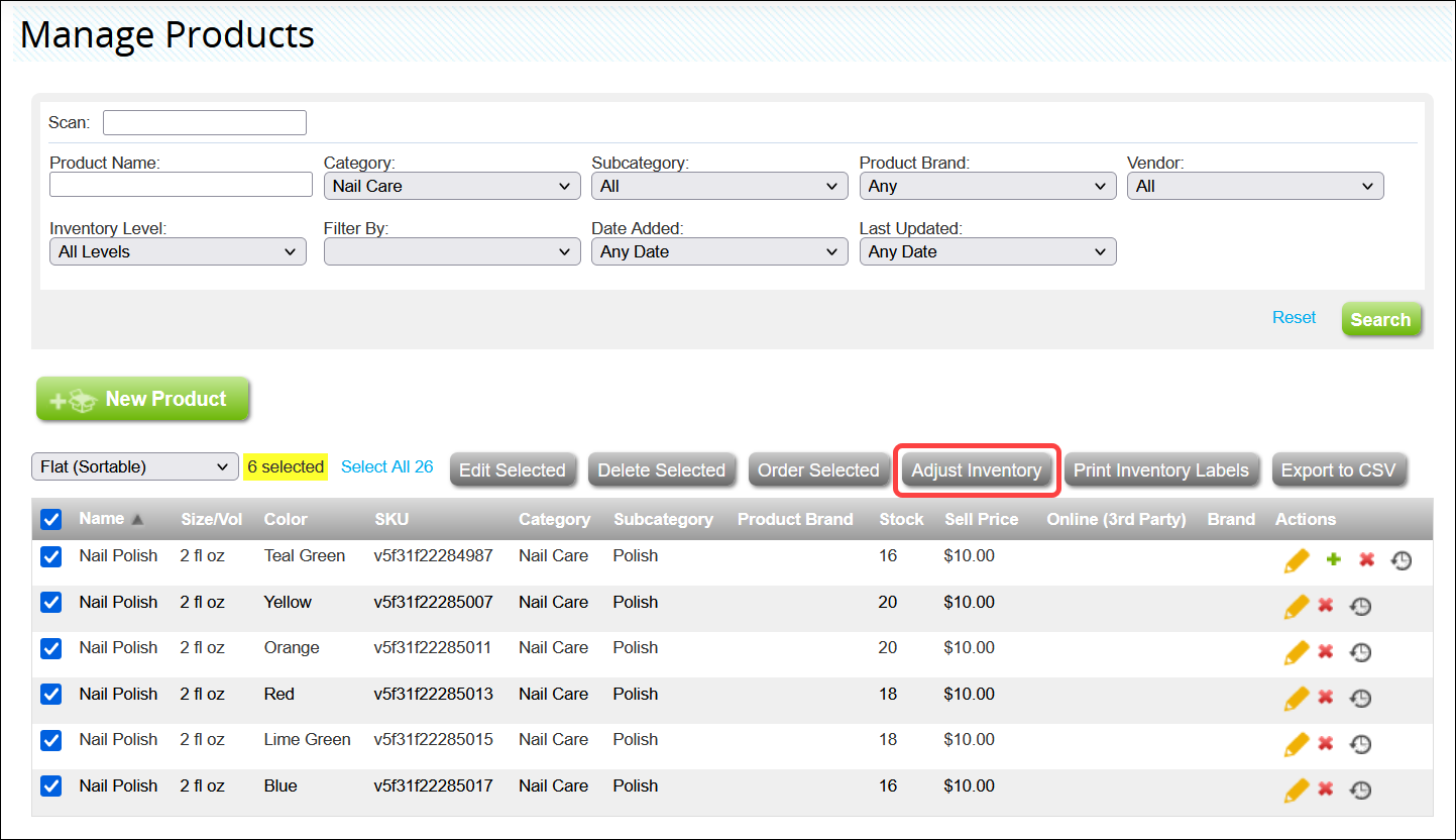 How to adjust product inventory - Booker