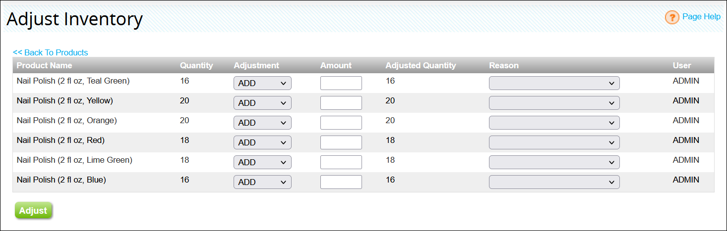 How to adjust product inventory - Booker