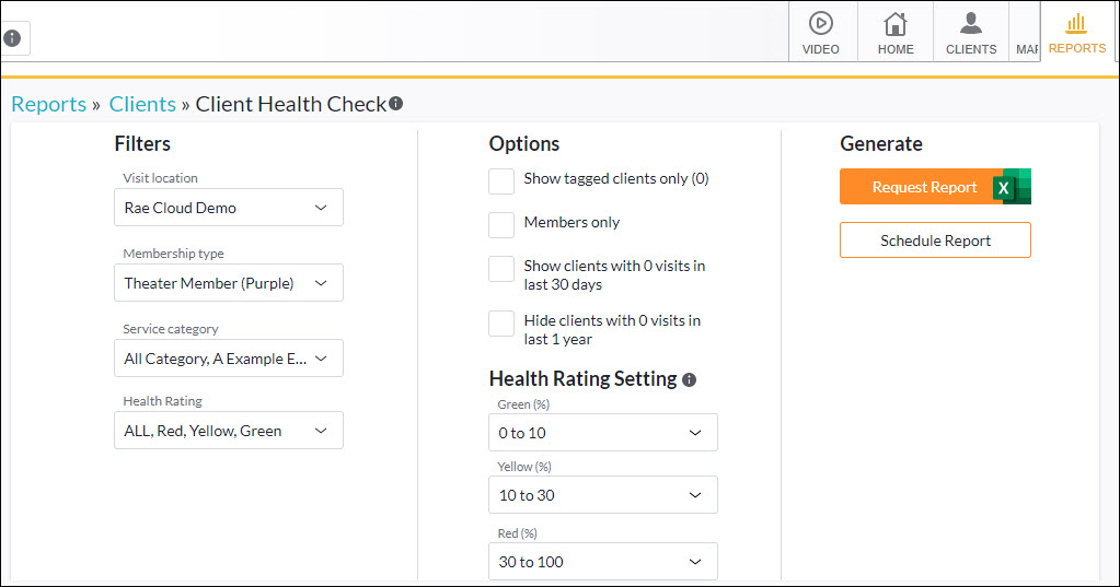 Client Health Check report