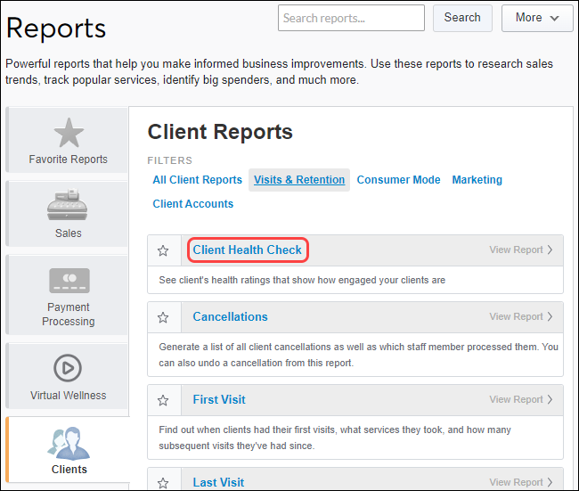 Client Health Check report
